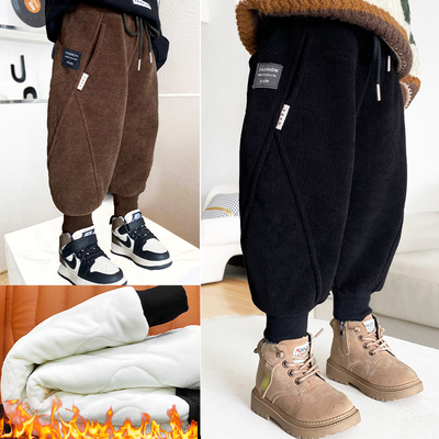 男童棉裤2025冬季特厚灯芯绒裤子外穿高腰加绒加厚三层一条过冬潮