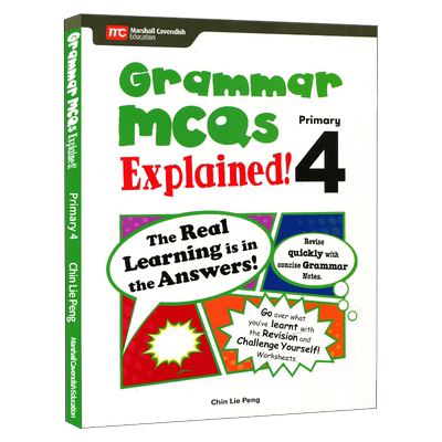 少儿grammar mcqs explained primary4原版进口6-12岁语法练习 新加坡马歇尔卡文迪许出版小学重要语法结构练习多选题辩证思维培养