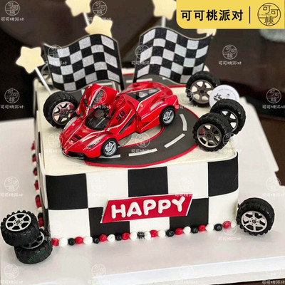法拉利合金车可开门赛车跑车蛋糕
