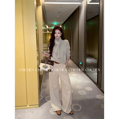 CHICHEN晨妍 极简刚需 直筒加绒牛仔裤女冬季保暖高腰宽松直筒裤