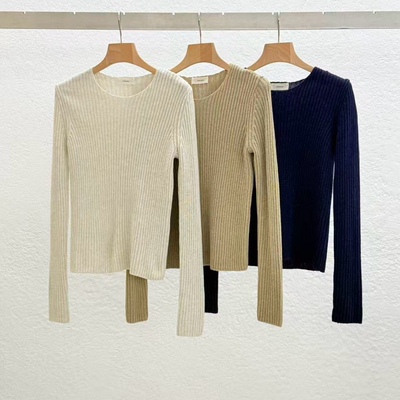 STATEMENT混棉竖纹气质针织衫