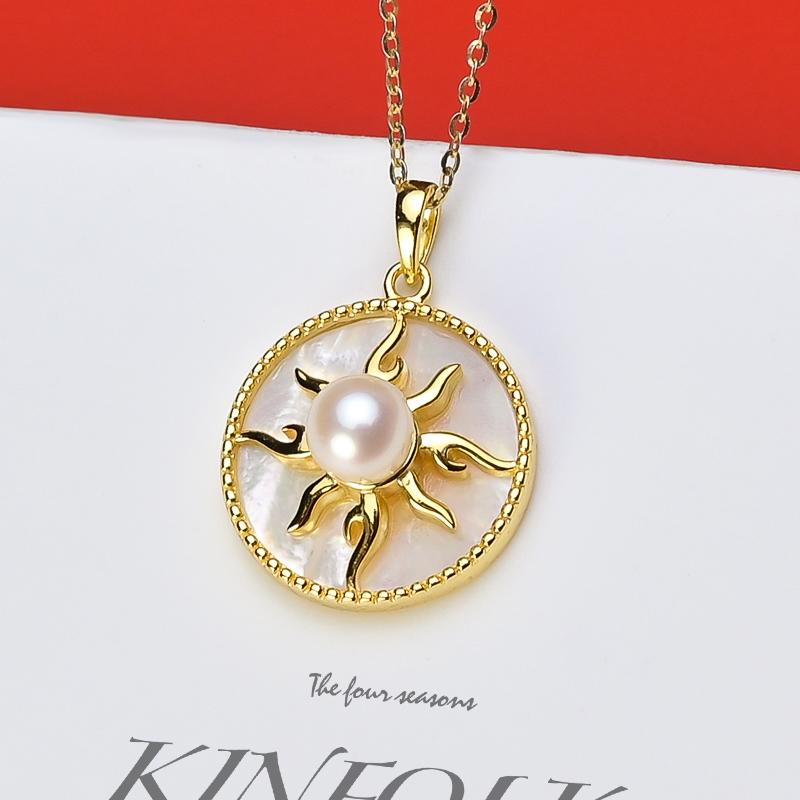 DIY珍珠配件 S925纯银饰品日光贝壳珍珠吊坠项坠空托 5-7mm圆珠_虎窝淘