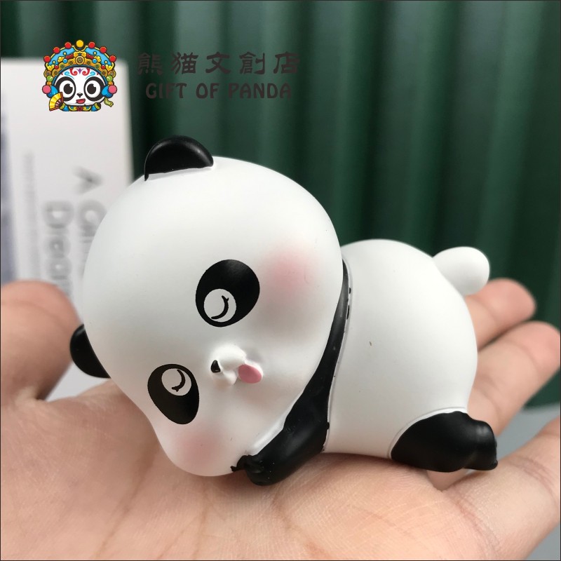 可爱大熊猫摆件树脂创意卡通办公电脑桌桌面公仔成都基地文创礼物
