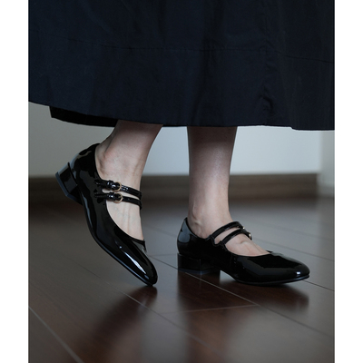 Fermina春款亮片小圆头玛丽珍鞋