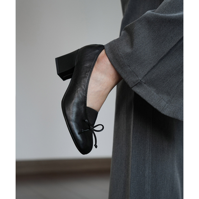 Fermina小众蝴蝶结高跟浅口单鞋