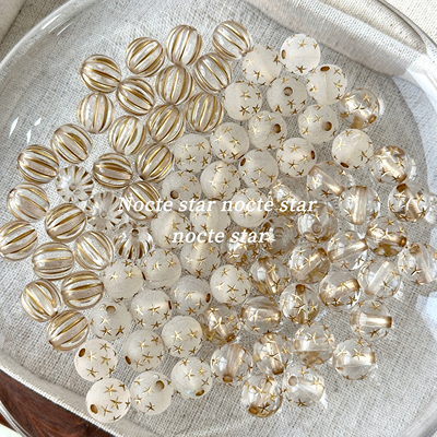 10mm亚克力磨砂鎏金中孔南瓜珠 diy手工串珠手链项链手机链配饰