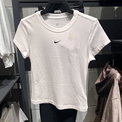 NIKE耐克短袖T恤女装白色短款25夏新款圆领休闲运动服FV5509-100