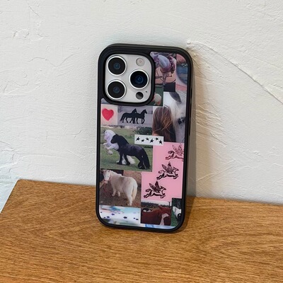 PANLINGWAN以梦为马粉梦核黑边磨砂磁吸手机壳适用于苹果16/17PM