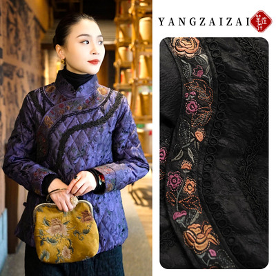 羊在在民族风中式白鸭绒羽绒服女冬刺绣提花厚外套YRF25MLK095