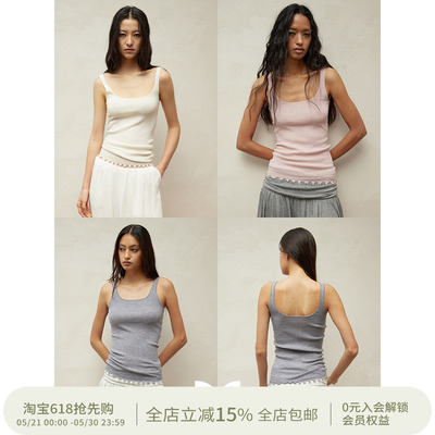 SQUARE CIRCLE 方圆水溶羊毛吊目毛边慵懒感内搭叠穿多色背心上衣