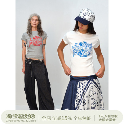 SQUARE CIRCLE 方圆设计感原创手绘涂鸦印花LOGO修身显瘦短袖T恤