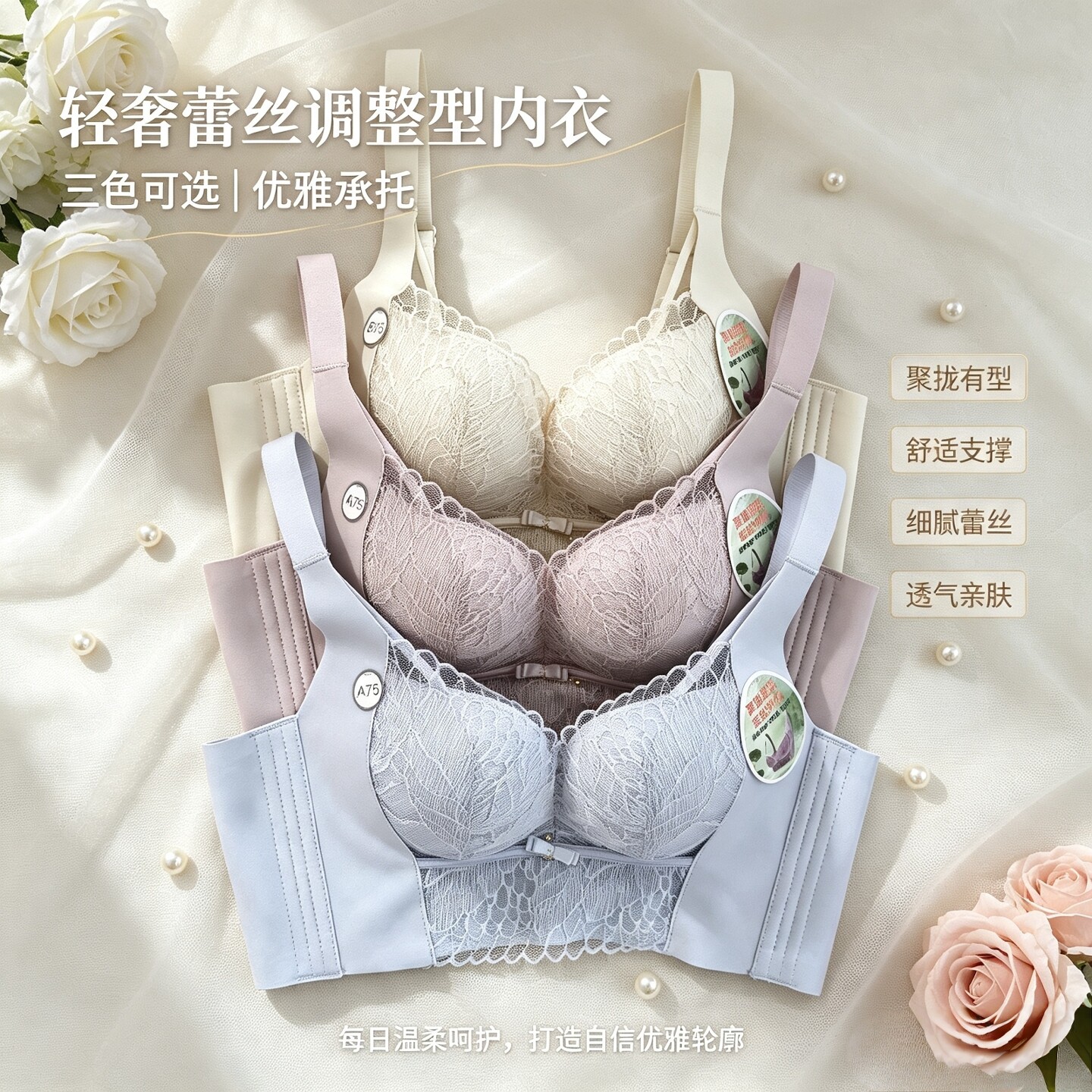 都市丽人LJC1M7调整型内衣上薄下厚聚拢升杯收副乳软支撑蕾丝文胸