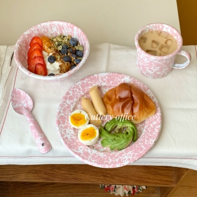 博主同款搪瓷珐琅泼墨酸奶碗