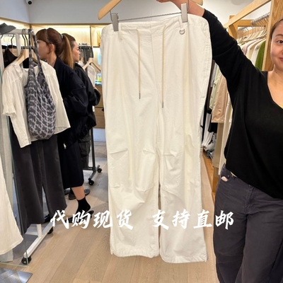 ROUNDE韩国东大门2026秋冬季女装新款纯色抽绳松紧腰休闲裤女