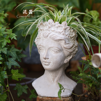 水泥北欧人物雕像花盆