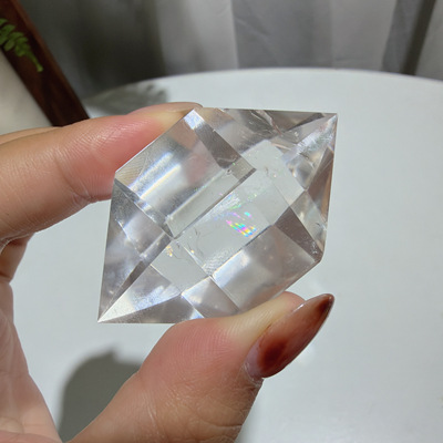 天然喜马净体白阿塞爆彩双尖摆件55*36mm，重：62g，401号