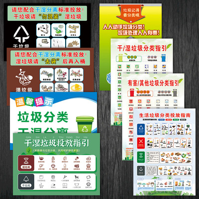 TMP55垃圾桶垃圾分类标语干湿垃圾分离投放标志标识牌标示牌贴纸