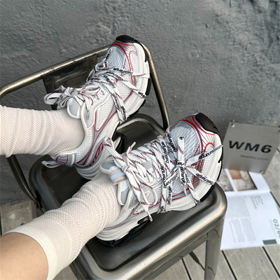 WM6真皮网面绑带松糕厚底老爹鞋