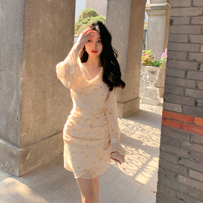 飘带收腰连衣裙含吊带裙内搭