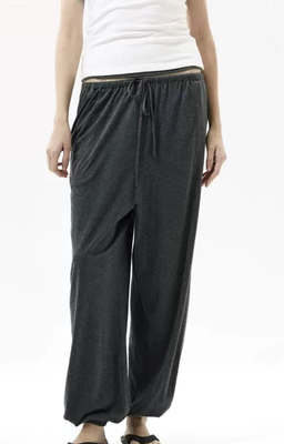 正确版还原alr桑蚕丝轻薄垂坠松软宽松空气感橡筋抽绳束脚休闲裤