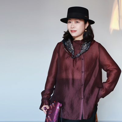 26早春  淑女高J色  高密天丝玻璃丝 花苞领 百搭衬衫打底衫