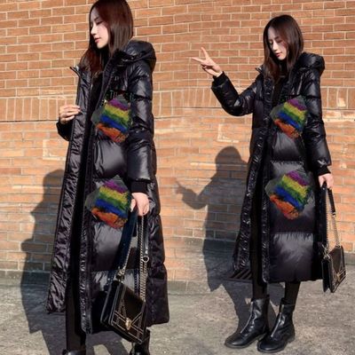 2026新款黑色羽绒棉服韩版长款亮面棉衣女加厚修身棉袄ins潮外套