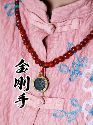 10432藏传老金刚手吊坠项链 玛瑙颈部配饰古珠子文玩收藏古董
