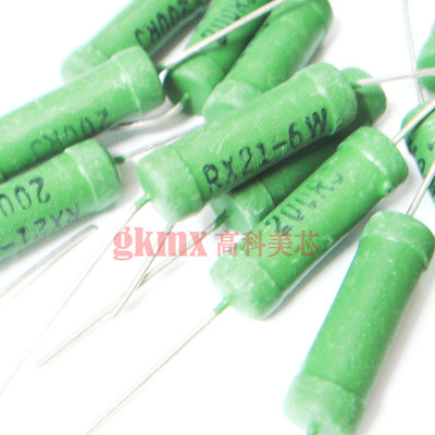 高科美芯 涂漆绕线电阻RX21-6W200RJ 6W 200R精度5%直插 10只5元