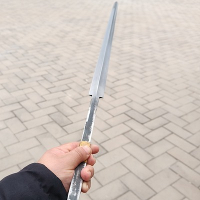 双手剑剑条 一体剑胚 手工折叠锻打 花纹钢半硬剑起脊剑身未开刃