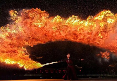 非遗表演火焰艺术表演杂技用具杂技道具火焰刀火焰棍