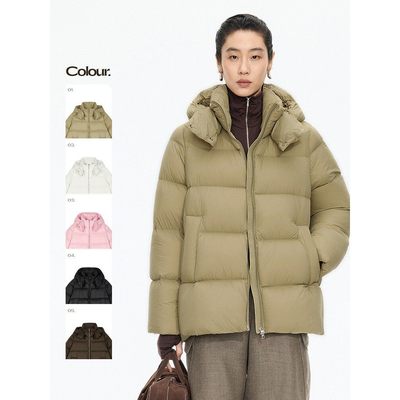 JNBY羽绒服90白鸭绒厚款A型宽松混纺中长款羽绒服25冬5X0C10110