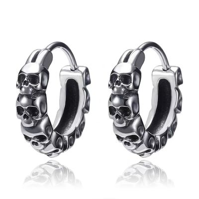 Gothic Full Skull Hoop Earrings Ghost Head Hypoallergenic Ea
