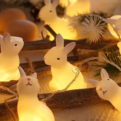 1PC 1.5M10LED Rabbit Fairy String Lights, Battery Operated,C
