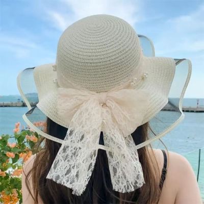 Sweet Lace Bow Women Sun Hat Casual Beach Vacation Fisherman