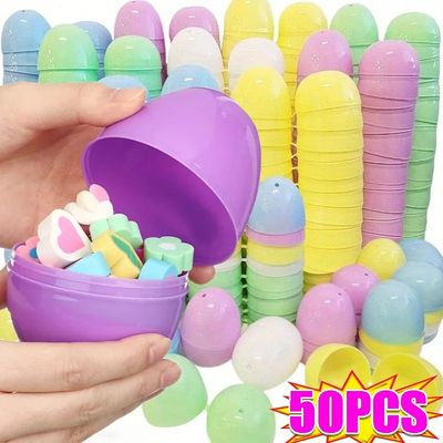 50/10PCS Plastic Easter Eggs Fillable Plastic Egg Kids Toy C