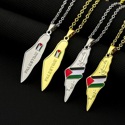 Palestine Flag Series Stainless Steel Pendant Chain Necklace