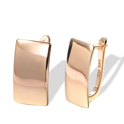 Glossy Dangle Earrings 585 Rose Gold Simple Square Earrings
