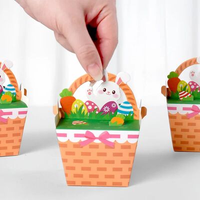 10Pcs Caroon Bunny Gifs Bag Hand Baske Rabbi Egg Easer Pary