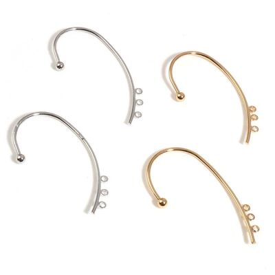 2 PCs Matel  Ear Cuff Clip On Stud Wrap Earrings Gold Color