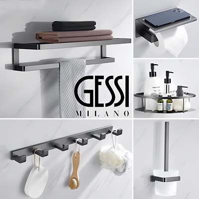 意大利GESSI捷仕304不锈钢浴室浴巾架卫生间毛巾架置物架五金套装