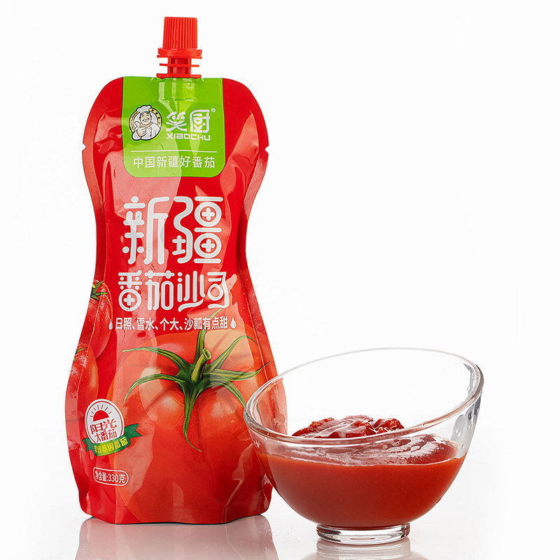 笑厨新疆番茄沙司330g家用手抓饼酱披萨薯条挤压袋装番茄酱蘸料