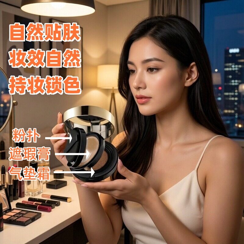 修颜遮瑕膏气垫霜粉底霜象牙白自然色防水防汗持久提亮肤色