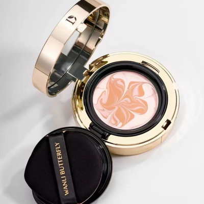 蝶婉丽三色拉花气垫精华水光粉气垫粉凝霜 带替换妆