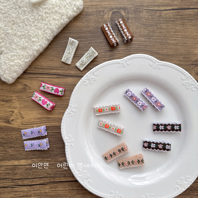 Little Ran秋冬儿童发饰可爱刺绣发夹女童刘海碎发夹宝宝侧边夹