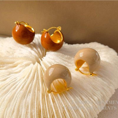 复古圆球滴油耳环气质温柔新款