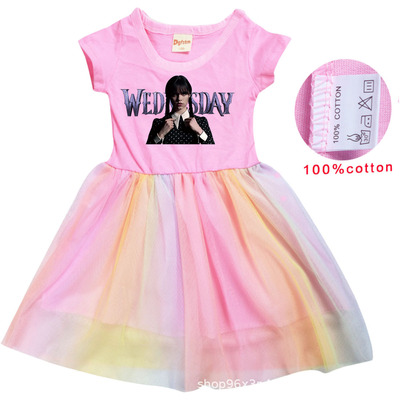 星期三亚当斯儿童纯棉连衣裙薄