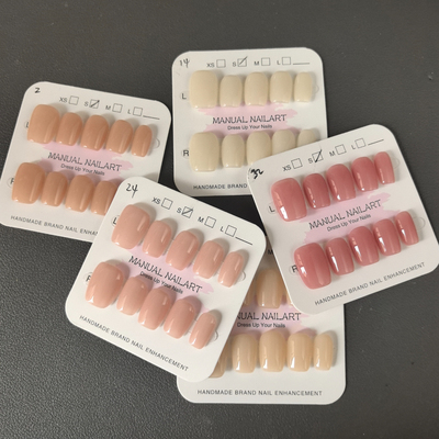 纯手工制作自然冰透裸色穿戴甲纯色清透高级感显白成品美甲贴片