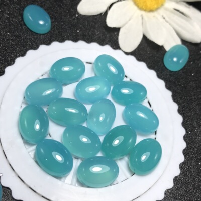 天然天河石色玉髓！蛋面裸石戒面