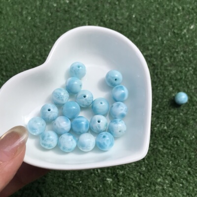 圆珠！天然海纹石拉利玛单珠裸石