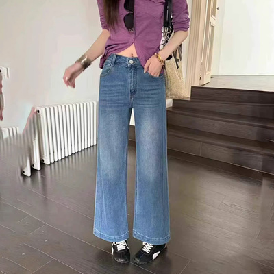 【九分款】2026春夏四面弹小个子巨好看的直筒奶奶裤女九分牛仔裤